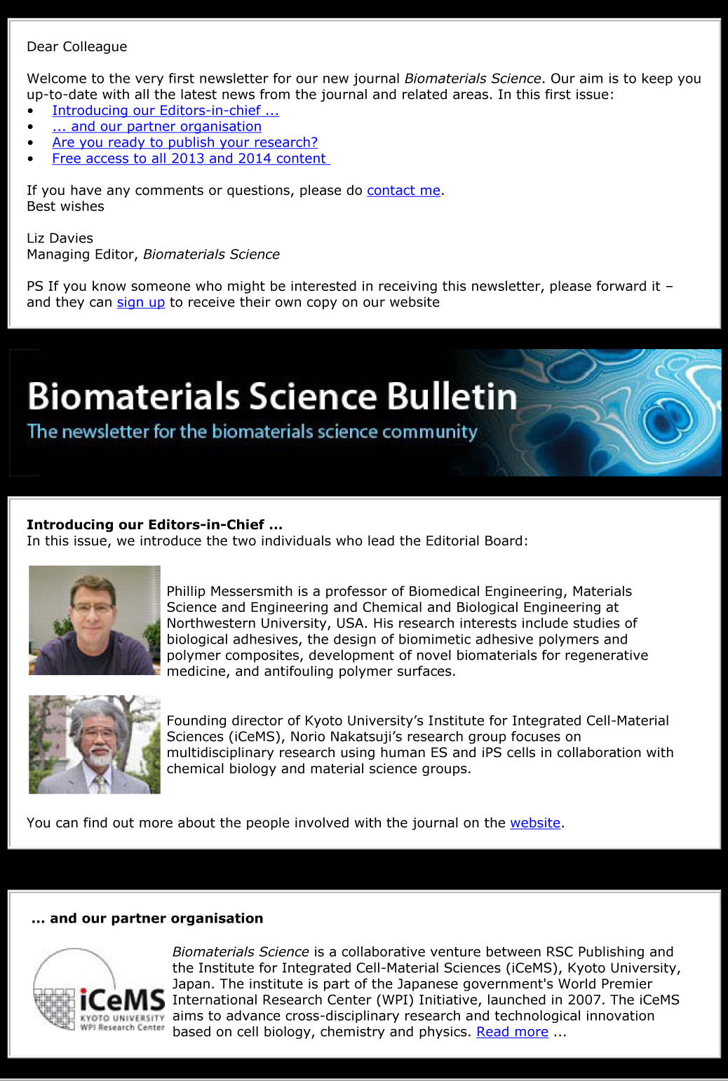 Sign-up for the Biomaterials Science Newsletter – Biomaterials Science Blog