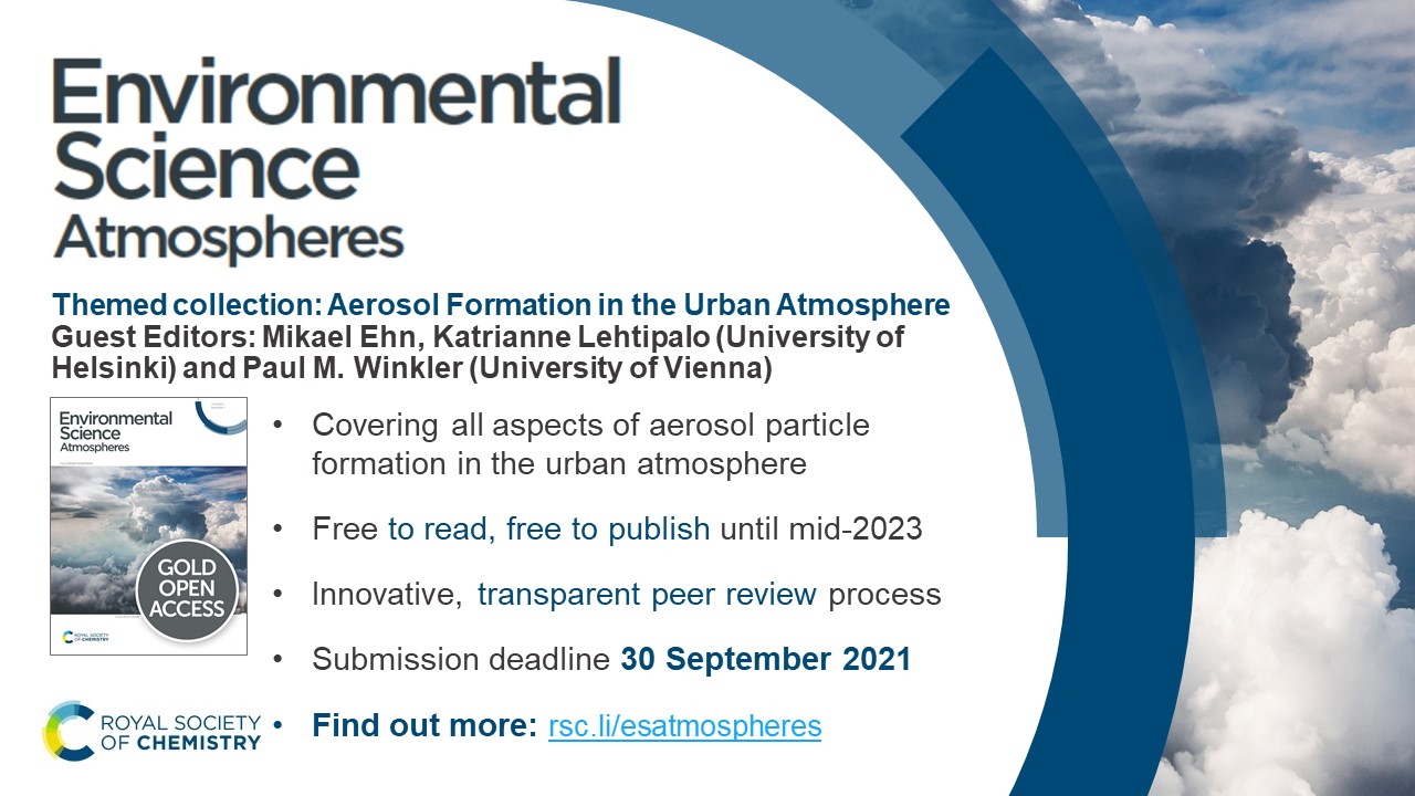 Open for Submissions: Aerosol Formation in the Urban Atmosphere Themed ...
